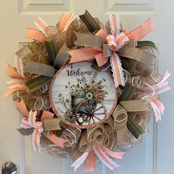 Floral Farmhouse Welcome Wreath Sign, Metal Wreath Sign, Signs for ...