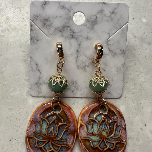 Rustic Artisan Charms, Rectangle Ceramic Charms, Pair Handmade Boho Findings to Making Jewelry ...