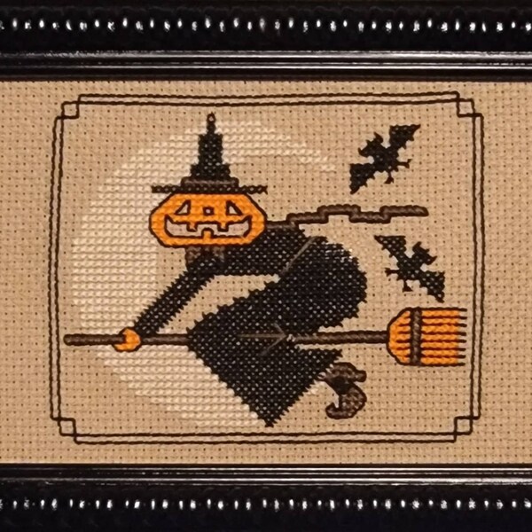 Primitive Halloween Cross Stitch Pattern Jack 'o Lantern, Pumpkin Head ...