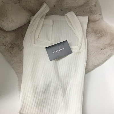 Sexy High Leg Body Bodysuit Vintage Cream S 36 38 Basic Stretch Casual ...