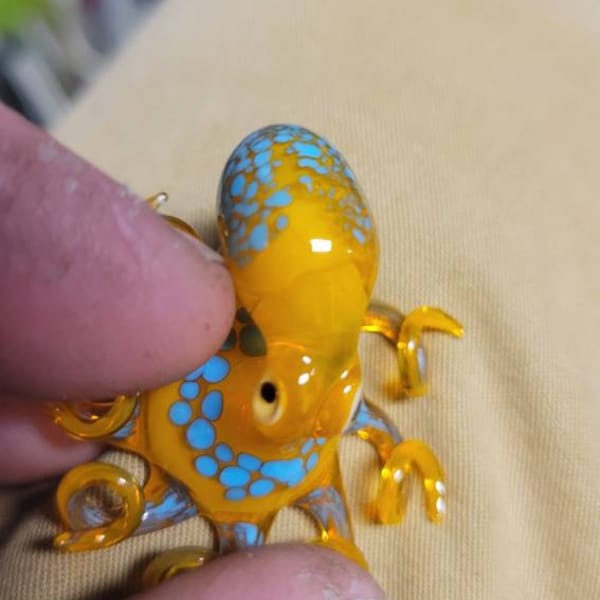Blown Glass Orange and Blue Octopus Glass Figurine Octopus Glass Ocean ...