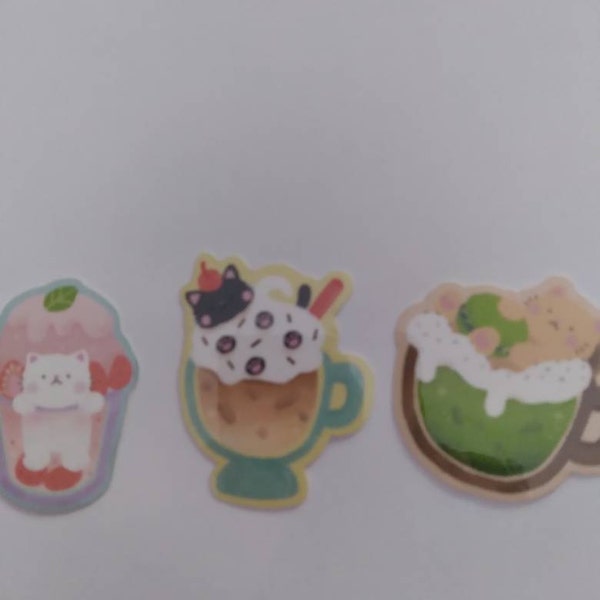 Cat Cafe Glossy Vinyl Sticker Set | Kawaii Vinyl Sticker - Laptop ...