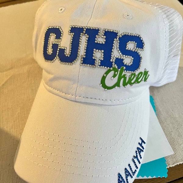 Cheer Team Hats-custom Rhinestone Designs-your Team Name and Colors - Etsy