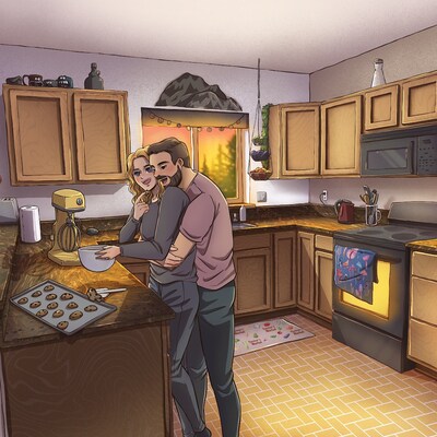 Cute Custom Couple Digital Illustration-wedding Gift Personalised ...