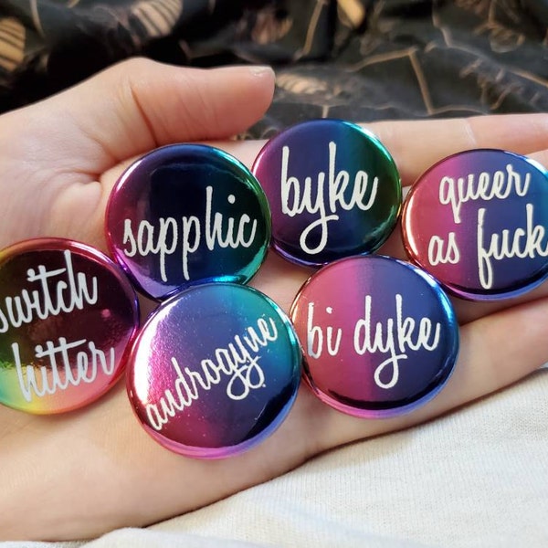 Rainbow Shiny Pride Buttons and Magnets Customizable Choose Your Own ...