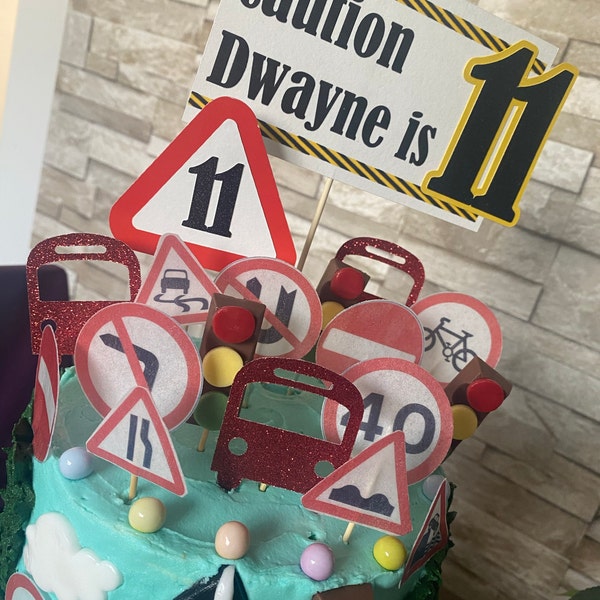 Construction Cake Toppers, Personalised Construction Toppers, Road Sign ...