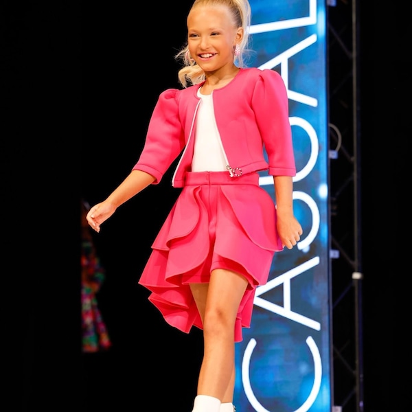 Royal Blue Fringes Pageant Fun Fashion Outfit With Chiffon Cape and ...