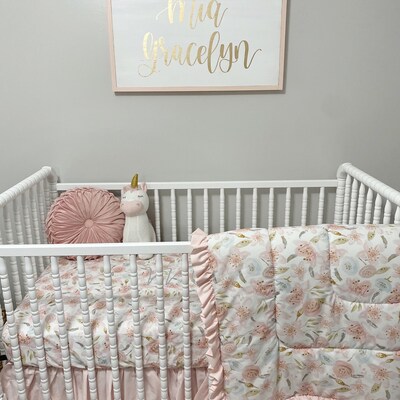 Nursery Name Sign, Framed Over the Crib Sign, Baby Name Sign, Girl ...