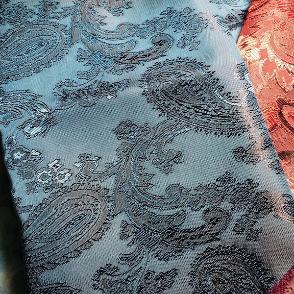Red Black Floral Paisley Lining Fabric Jacquard / Ships From USA Sold ...