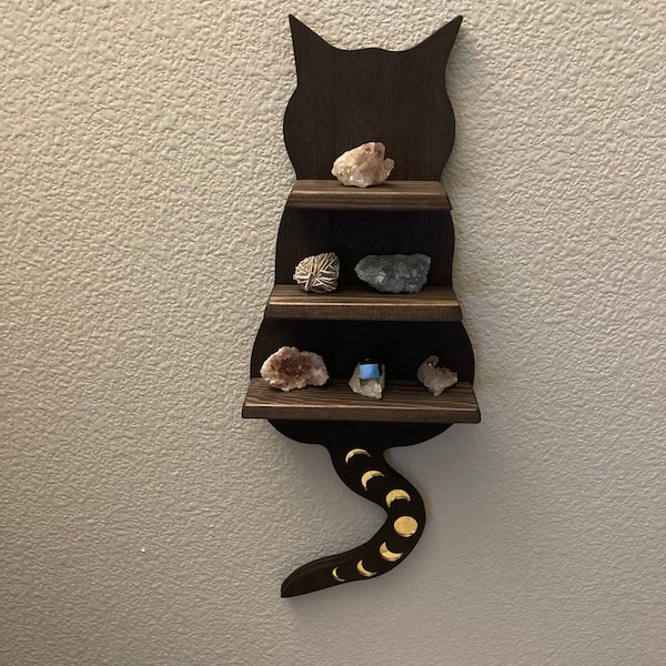 Coppermoon Cat Crystal Shelf, Wooden Crystal Shelf, Cat Shelf - Etsy