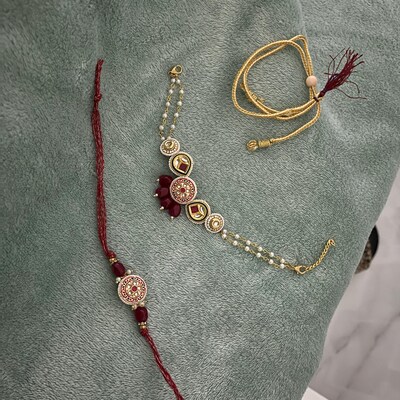 Lotus Kundan Combo Rakhi for Bhaiya Bhabhi, Couples Rakhis , Designer ...