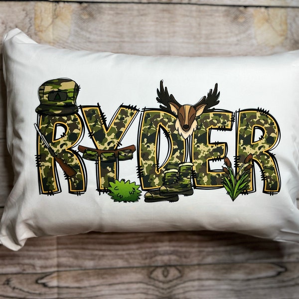 Hunting Doodle Alphabet Letters PNG Bundle, Camo Green Camouflage, Army ...