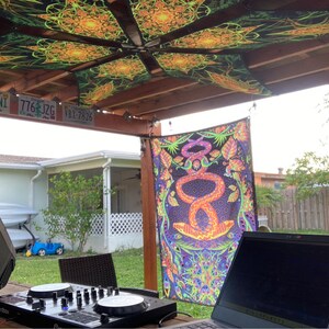 Ceiling Decoration Psychedelic Uv-reactive Canopy 6 Petals - Etsy