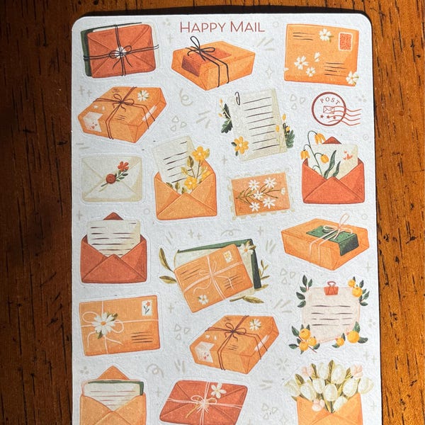 Sticker Sheet Happy Mail Stickers | Letter Sticker Set | Planner ...