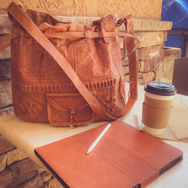 Moroccan Leather Drawstring Bag, Leather Drawstring Bag, Leather ...