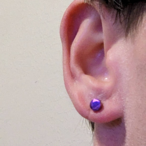 Implant-grade Titanium Flat Disc Earring, 6mm Titanium Round Disc Stud ...