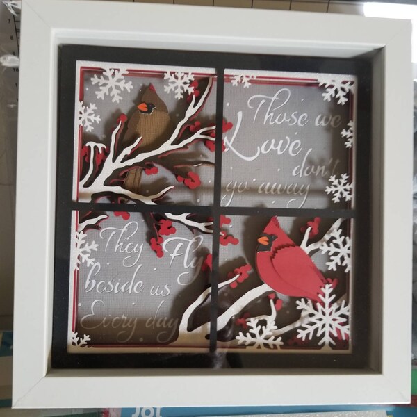 Cardinals Outside Window Shadow Box SVG / Memorial Shadow Box/ Cardinal ...