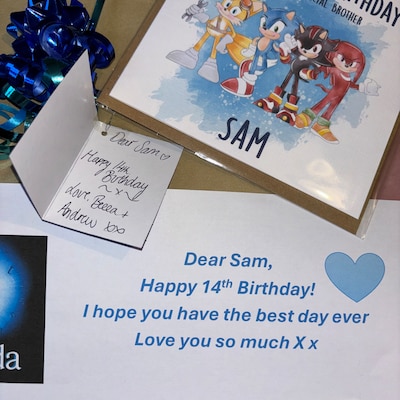 Personalised Sonic the Hedgehog Christmas Card Boys Grandson Son Nephew ...