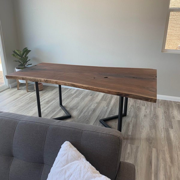 50% OFF SALE- 8ft Long Live Edge Walnut Dining Table With Your Choice ...