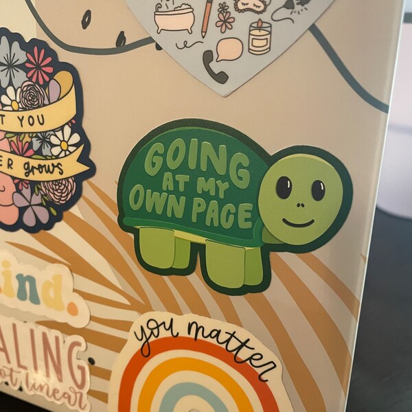 Going at My Own Pace Turtle Sticker | Cute Decal for Laptop and Water ...