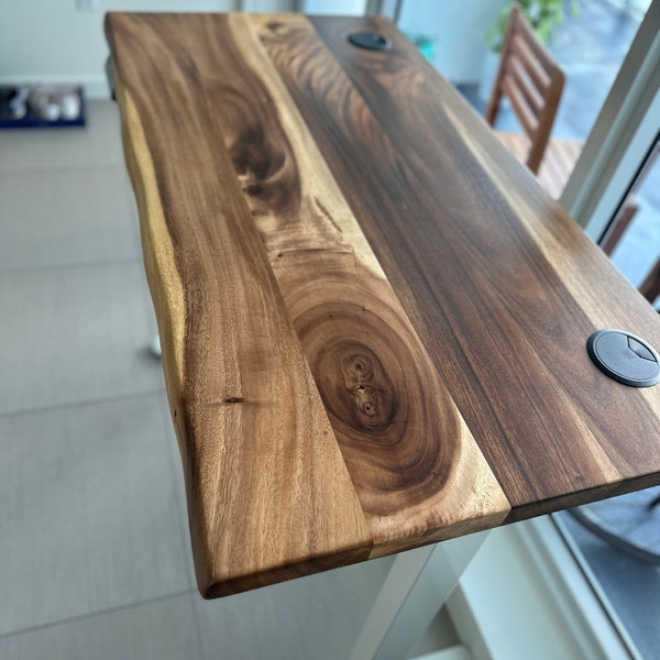 Live Edge Walnut Standing Desk | Sit Stand Desk With Drawer | Walnut ...