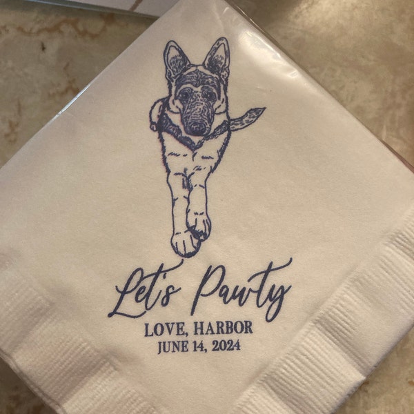 Dog Cocktail Napkins Wedding Napkins Dog Napkins Wedding Napkins ...