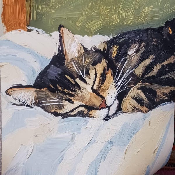 Sleeping Tabby Cat Print - Tabby Cat Artwork, Cat Painting, Cat Wall ...