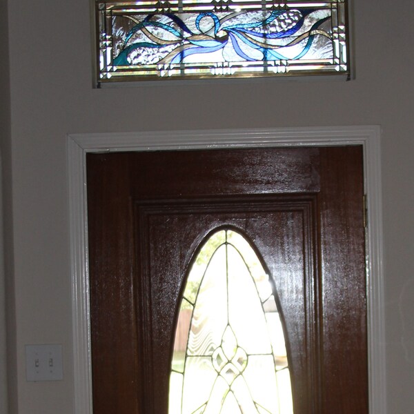 Stained Glass Transom Window Hanging 29 1/2 X 13 INCLUDING HOOKS BRASS ...