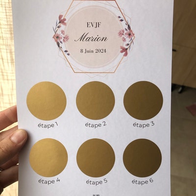 Carte à gratter pour EVJF, programme EVJF, carte personnalisable ...