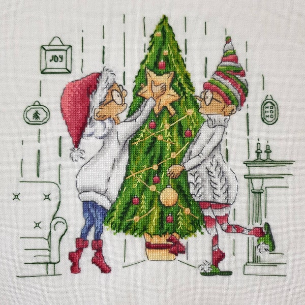 Cross Stitch Pattern: Christmas Tree, Christmas Stocking, Funny ...