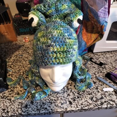 Pattern Only Crochet Octopus Hat: Cap Knit Beanie Cartoon Cute Plush ...