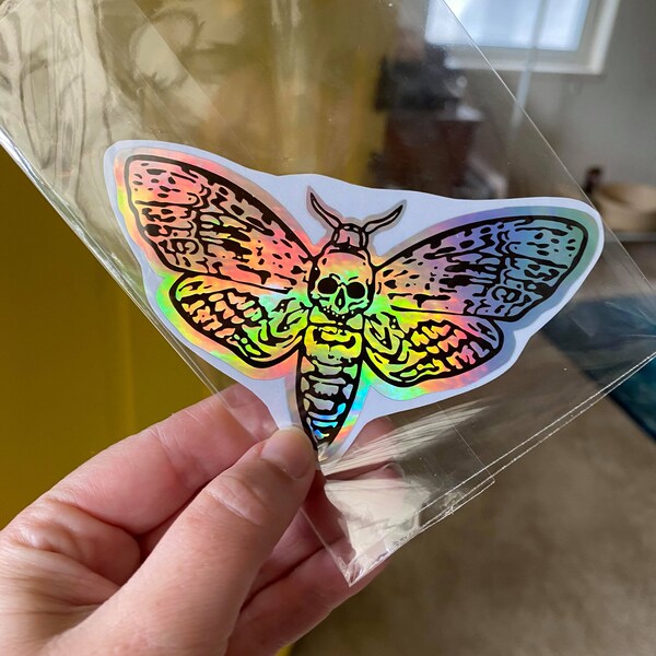 Holographic Death Head Moth Vinyl Decal Sticker Rainbow Moth Butterfly ...