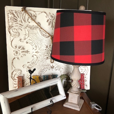 Red and Black Buffalo Plaid Print Shade - Etsy