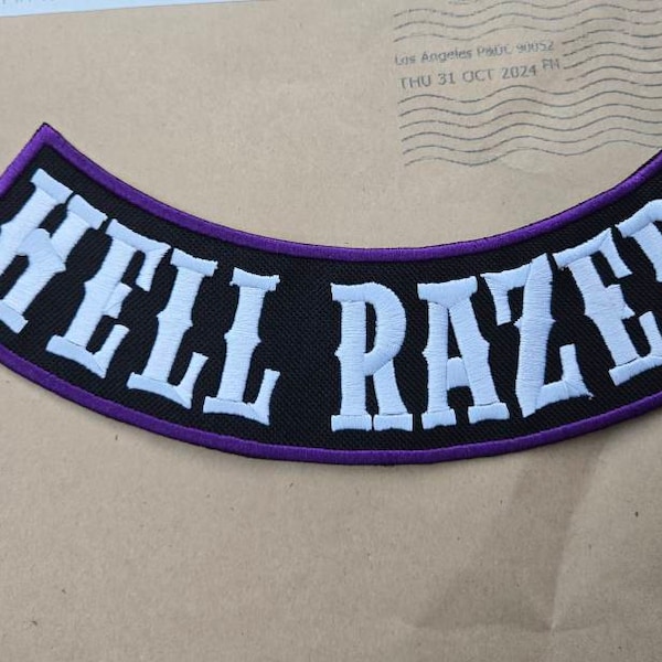 Custom Embroidered Patch - Top Rocker Flame Skull Motorcycle Biker MC ...