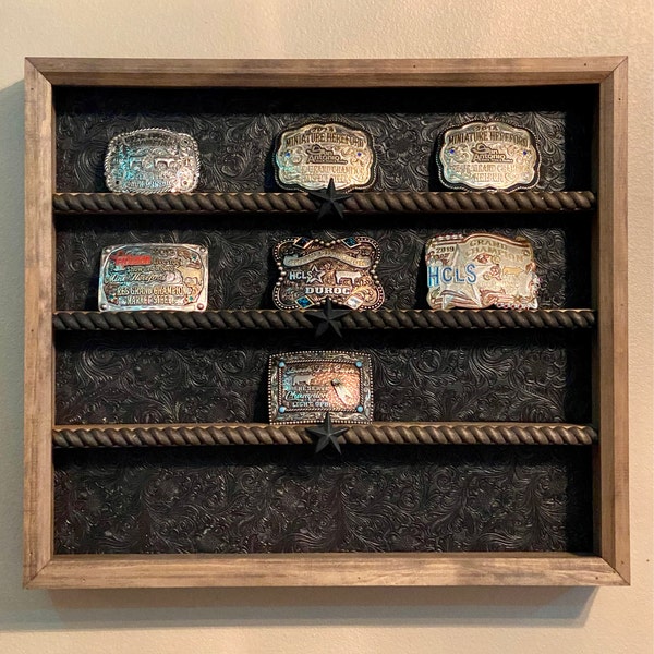 Rustic Western Buckle Display Case – 20-buckle Rodeo Award Holder - Etsy