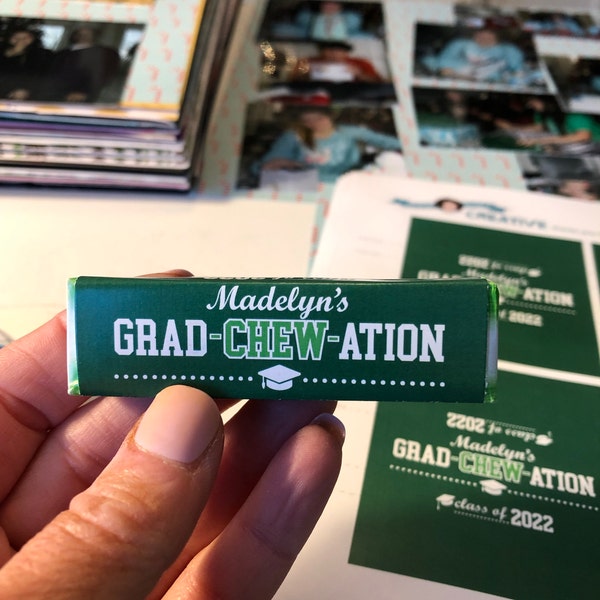Grad-chew-ation | Graduation Party Favor | Custom Gum Wrapper ...