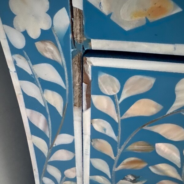 Teak Wood Inlay Vines Dresser, Wood Inlay Dresser, Wood Inlay Sideboard ...