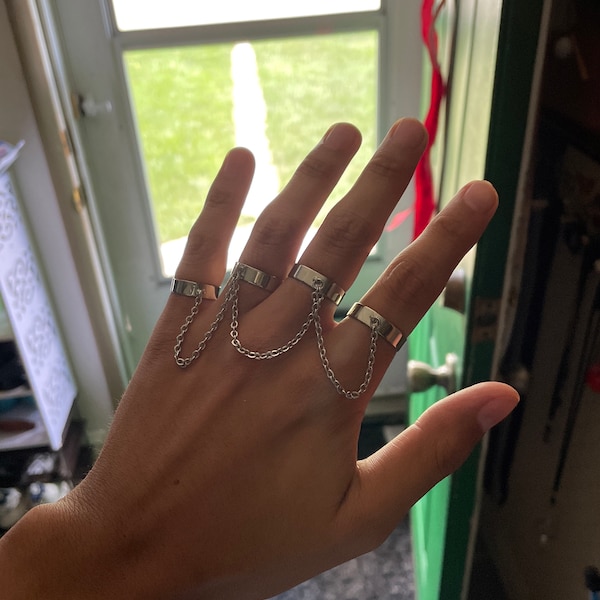 Four Finger Chain Rings | Adjustable Chain Linked Cuff Rings - Etsy