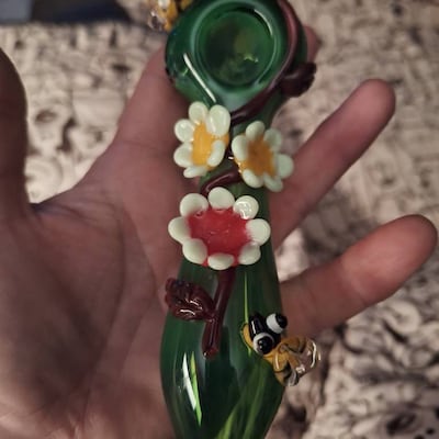 Flowers Glass Pipes With Bees Beautiful Girly Pipe Cute Floral Pipe 5.5 ...