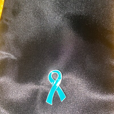 Teal Ribbon / Lapel Hat Pin / Ovarian Cancer Survivor / - Etsy