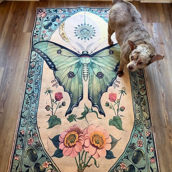 Cottagecore Beetle Area Rug, Vintage Living Room Floor Area Art Deco ...