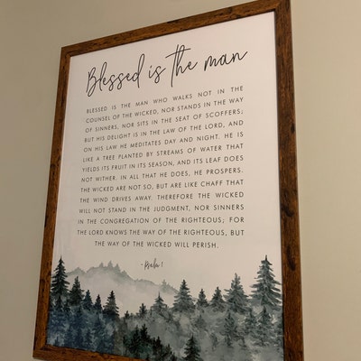 Psalm 1 ESV Blessed is the Man Bible Verse Wall Art Scripture Quote ...