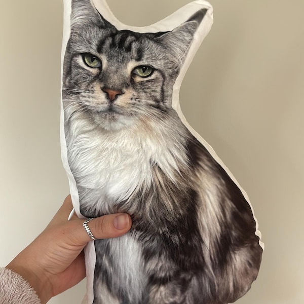 Custom Cat-shaped Throw Pillow, Personalized Cat Cushion, Custom Pet ...