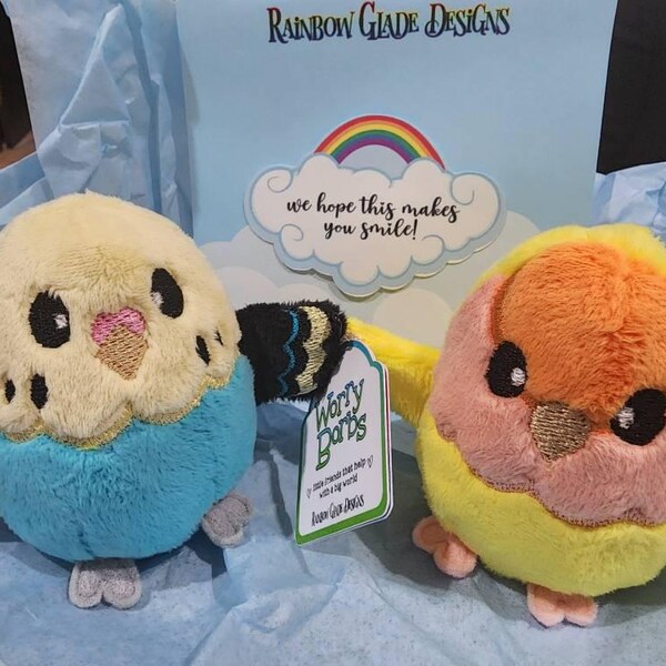 Nuzzles Worry Borb, Lovebird Plush, Parrot Plush, Anxiety Plush, Peach ...