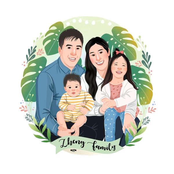 Personalized Portrait With Custom Background - Custom Illustration for ...