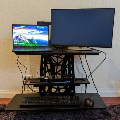 Standing Desk Wood Work Station Laptop Stand Modern Desk Adjustable ...