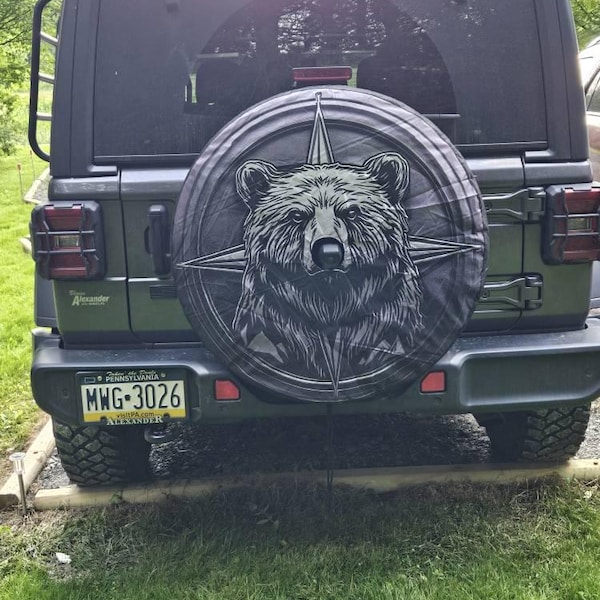 Spare Tire Cover Compass Black Stone Bronze Metal Classic for Jeep Ford ...