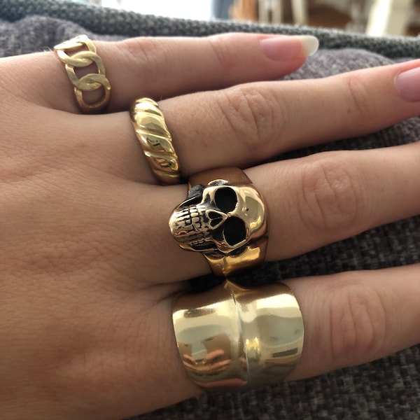 Statement Ring - Skull Ring - Bronze Human Skull Ring - Etsy