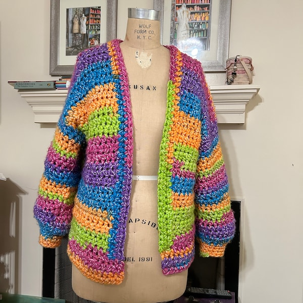 Simple Super Chunky Crochet Cardigan Pattern, Beginner Friendly, Size ...