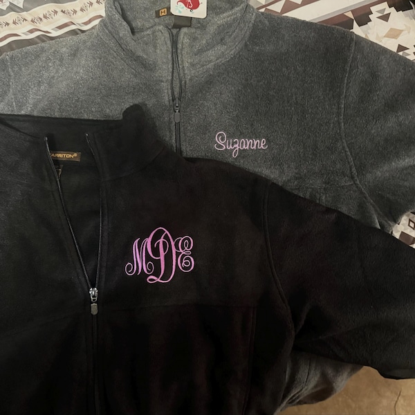 Monogrammed Full Zip Jacket, Monogrammed Fleece Jacket, Personalized ...